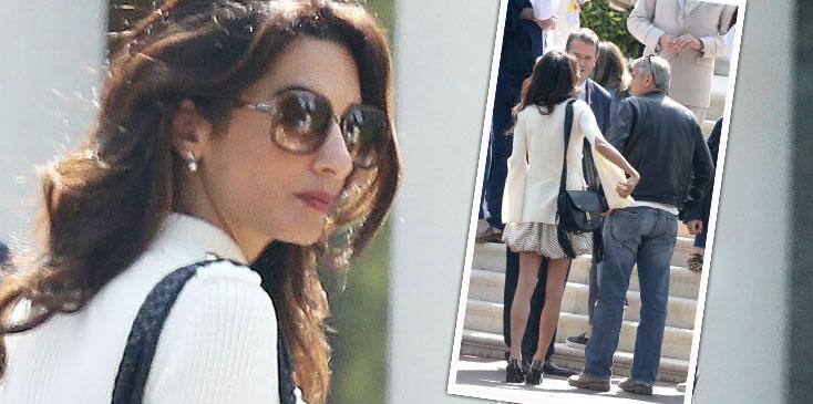 Scary Skinny! Amal Clooney Reveals Skeletal Arms In Cut-Out Sweater