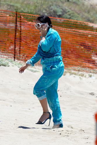 Lady Gaga Dons Blue Sweat Suit And Heels In Malibu Amid Pregnancy ...