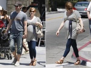 Amy Adams Accentuates Her Big Baby Bump With Stripes