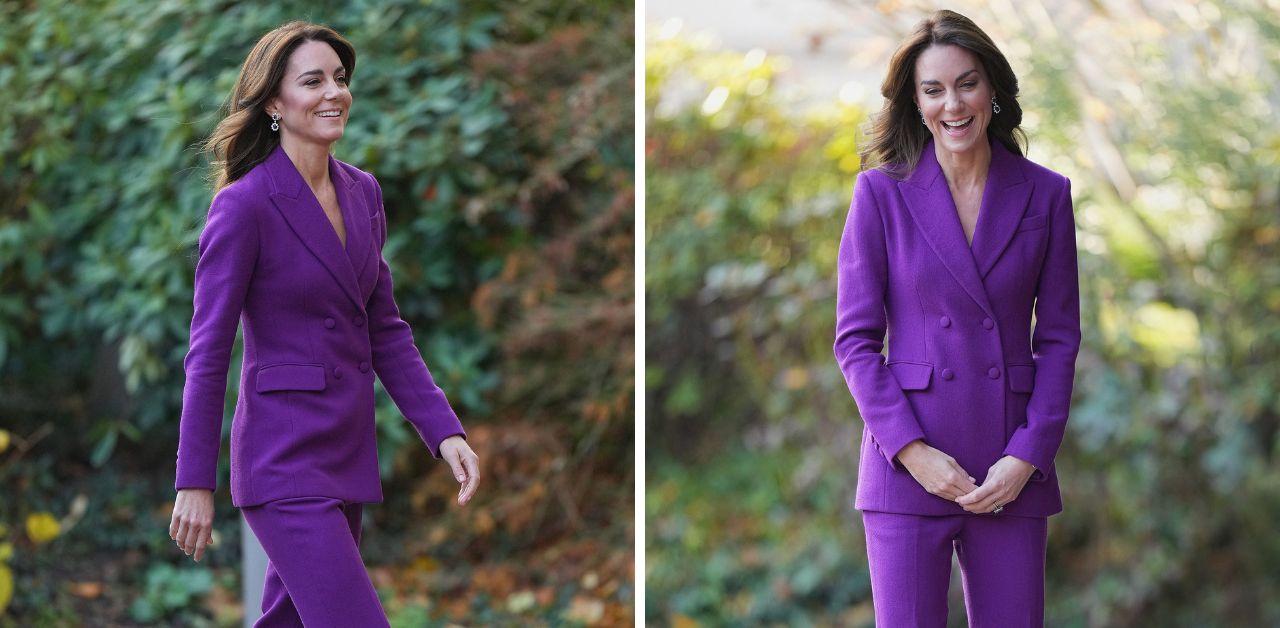 Kate Middleton Wears A Purple Suit During Important Important Speech