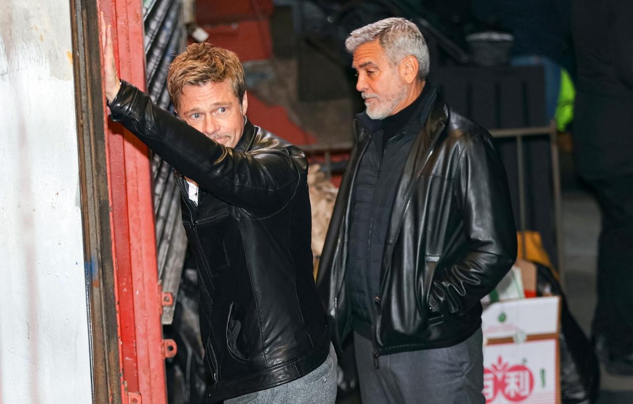 Brad Pitt, George Clooney Seen Filming Apple TV Show 'Wolves': Photos