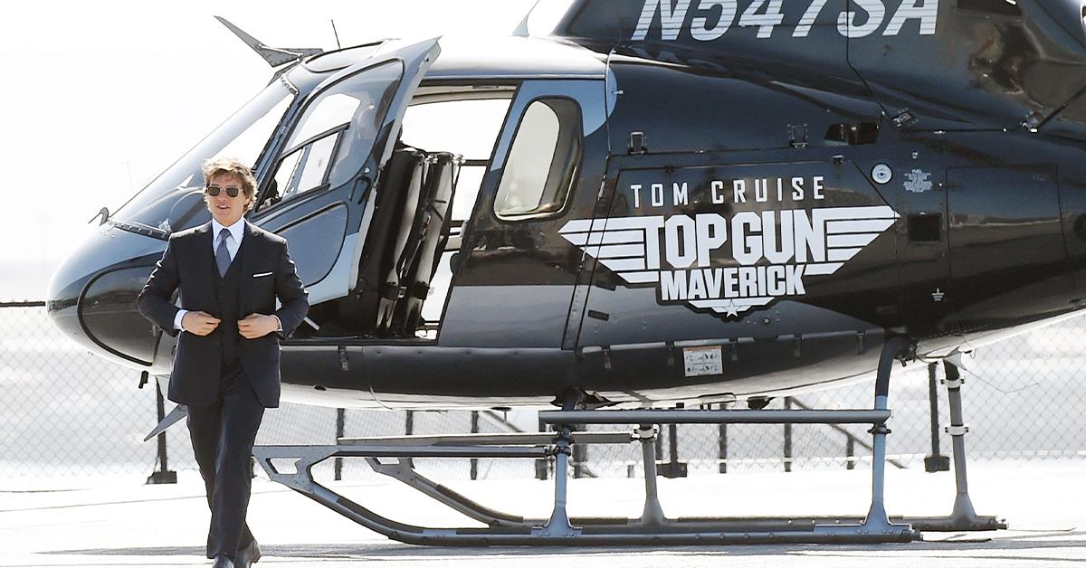 Tom Cruise Touches Down At 'Top Gun' Premiere In Helicopter