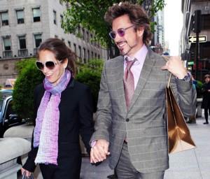 Robert Downey Jr. & Wife Perambulate in Purple