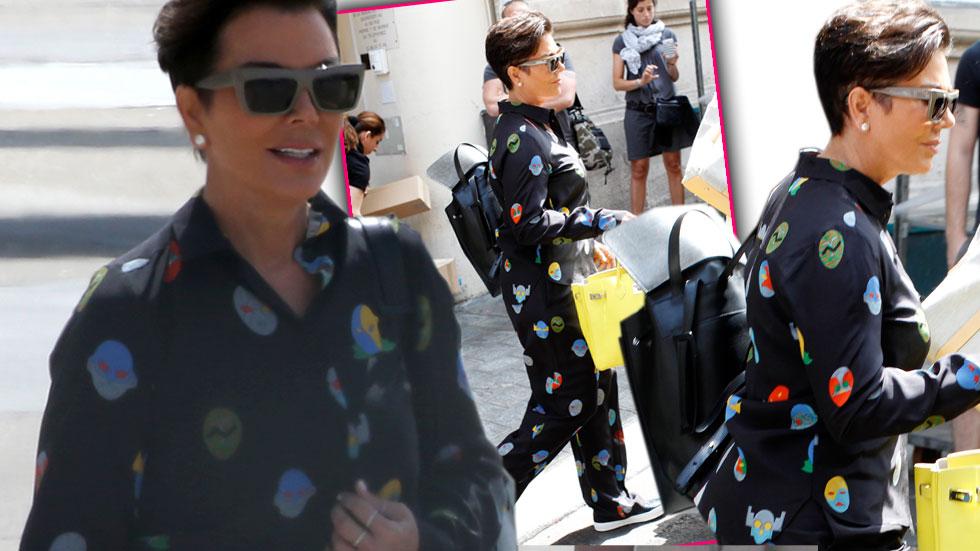 Fashion Fail! Kris Jenner Wears Pajamas With Sneakers During Paris ...