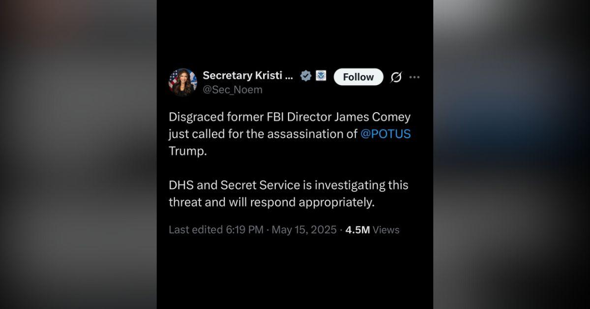 Former FBI Director James Comey Suggests America '86' Donald Trump