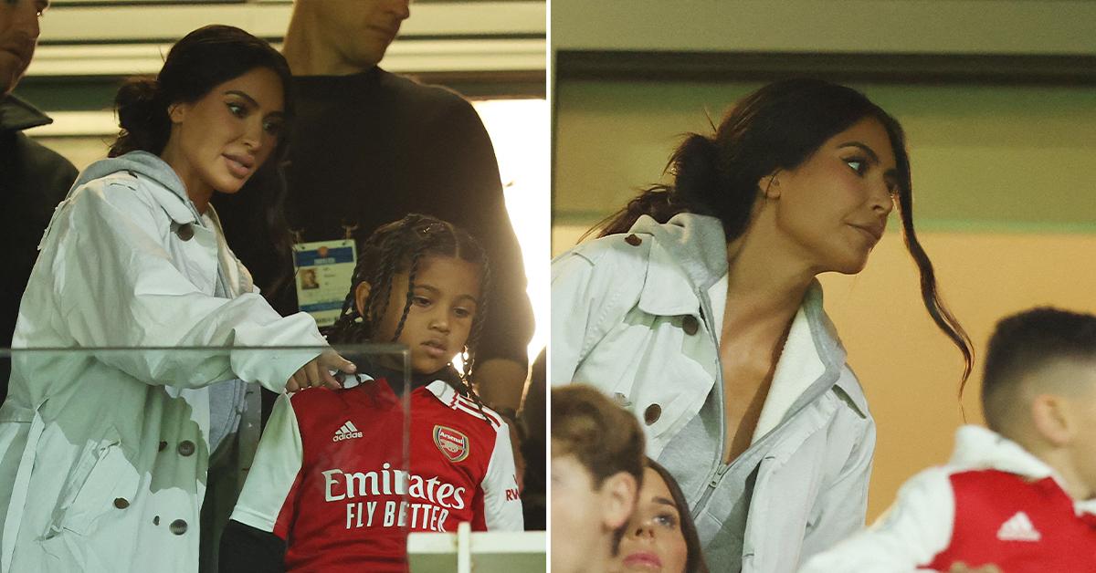 Kim Kardashian Watches English Soccer Game With Son Saint: Photos