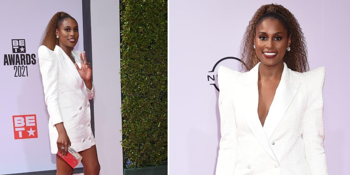 Issa Rae Hits The Red Carpet At The 2021 BET Awards In Balmain Blazer ...