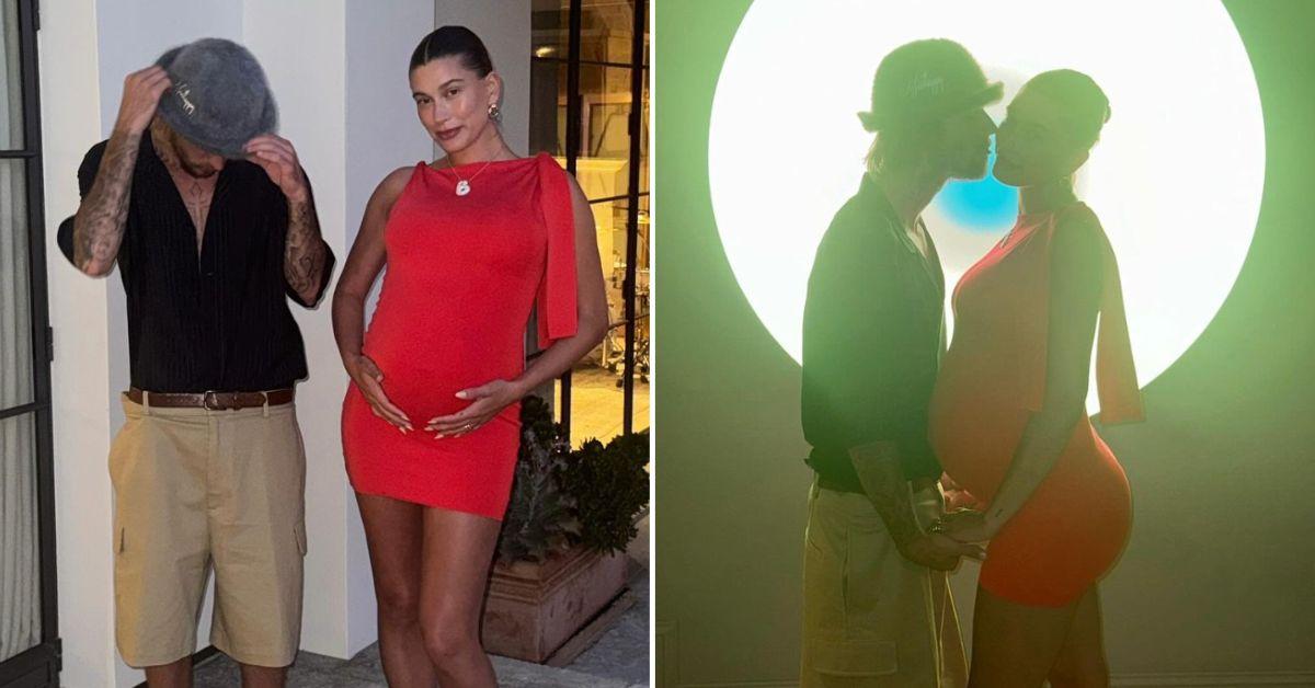 Justin Bieber Kisses & Cradles Wife Hailey's Baby Bump In Sweet Photos