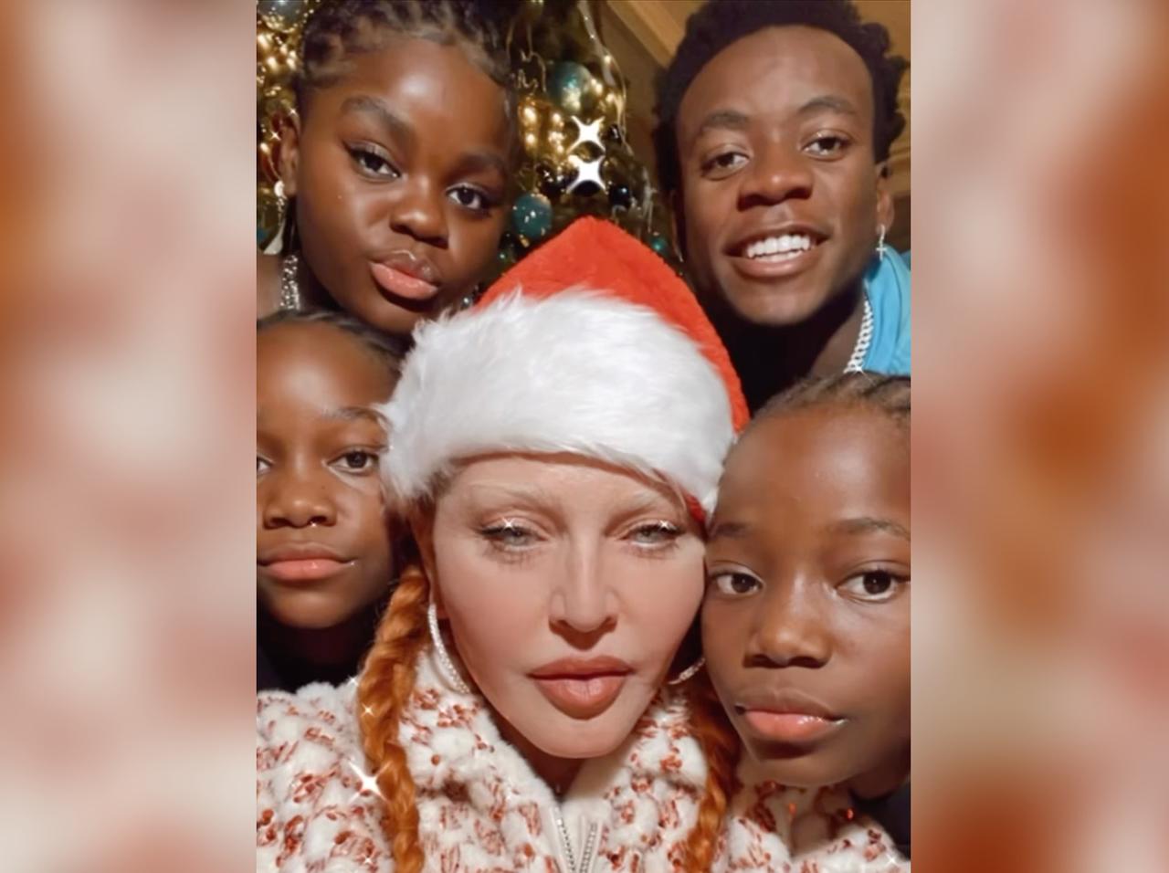 Madonna Flaunts Breasts During Christmas Celebration With Kids