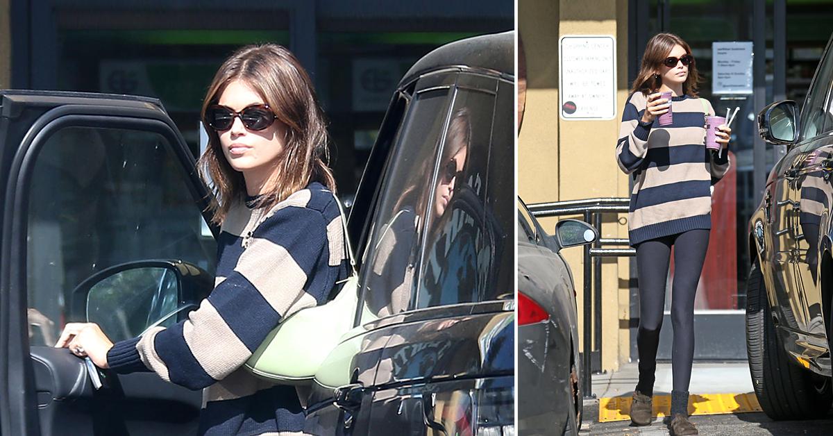 Kaia Gerber Takes Stylish Smoothie Run In Striped Sweater, Celine ...
