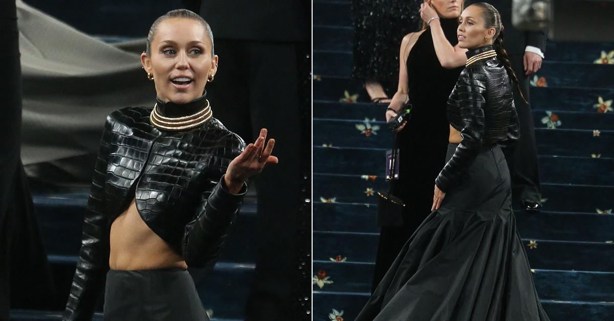 Braless Miley Cyrus Flaunts Ripped Abs In Leather Look At 2025 Met Gala