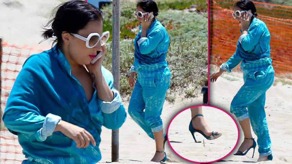 Lady Gaga Dons Blue Sweat Suit And Heels In Malibu Amid Pregnancy ...